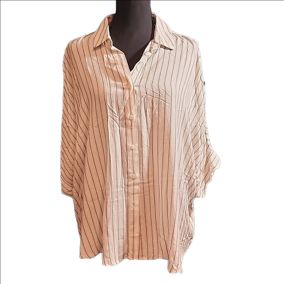 Mustard Seed | Tops | Mustard Seed Pinstriped Button Down Blouse | Poshmark